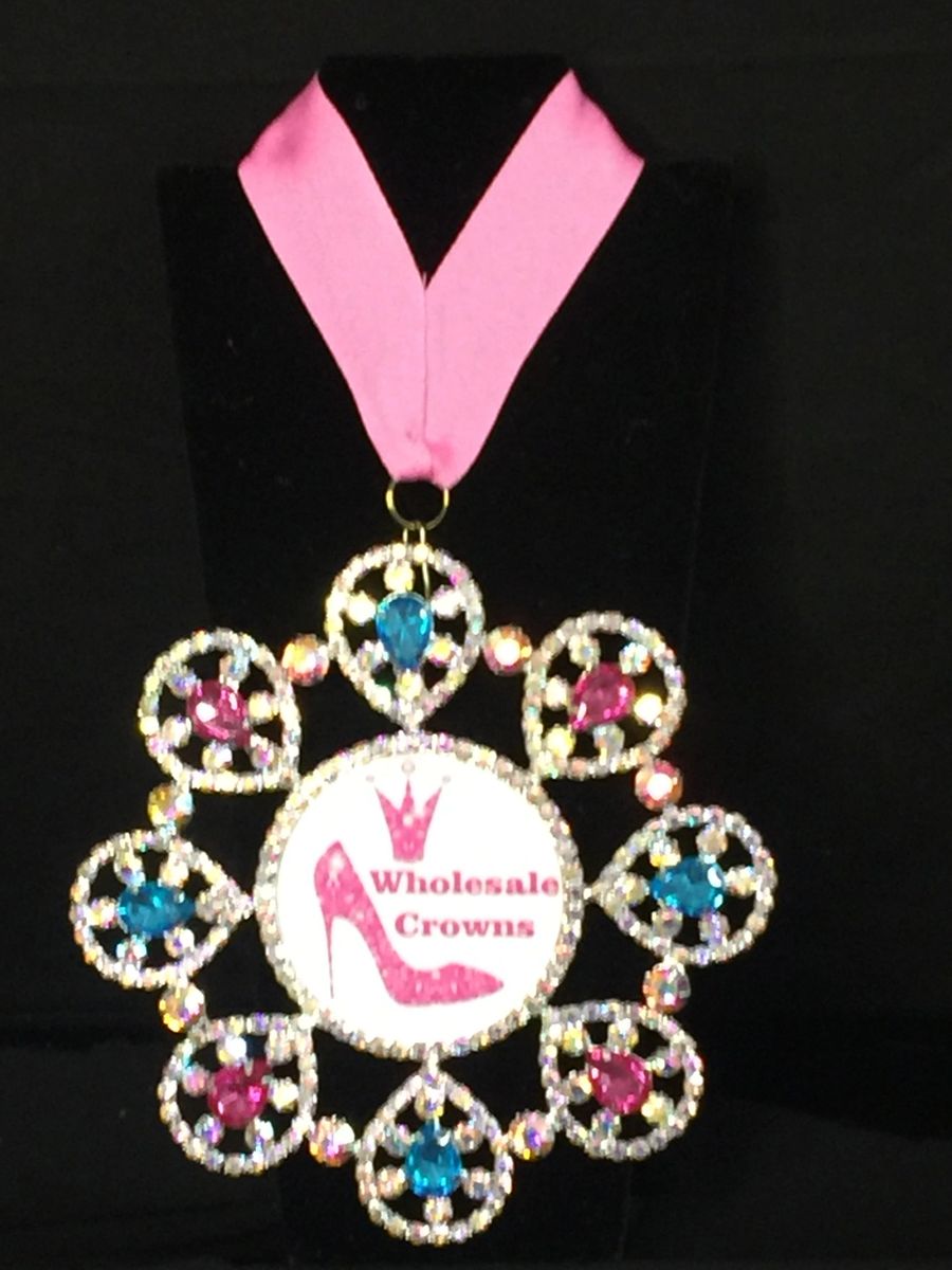 Houston Rhinestone Medallion Pink and Turquoise