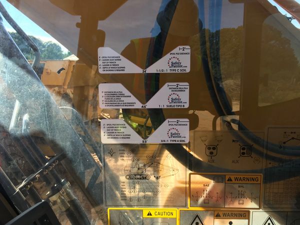 Excavator decal set - Type C, B, and A trench slope tool decals