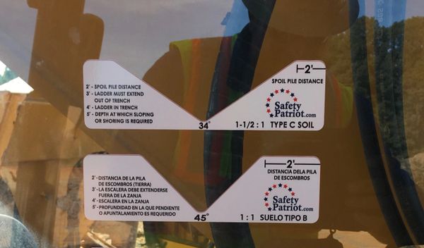 Excavator decal set - Type C and B trench slope tool decals