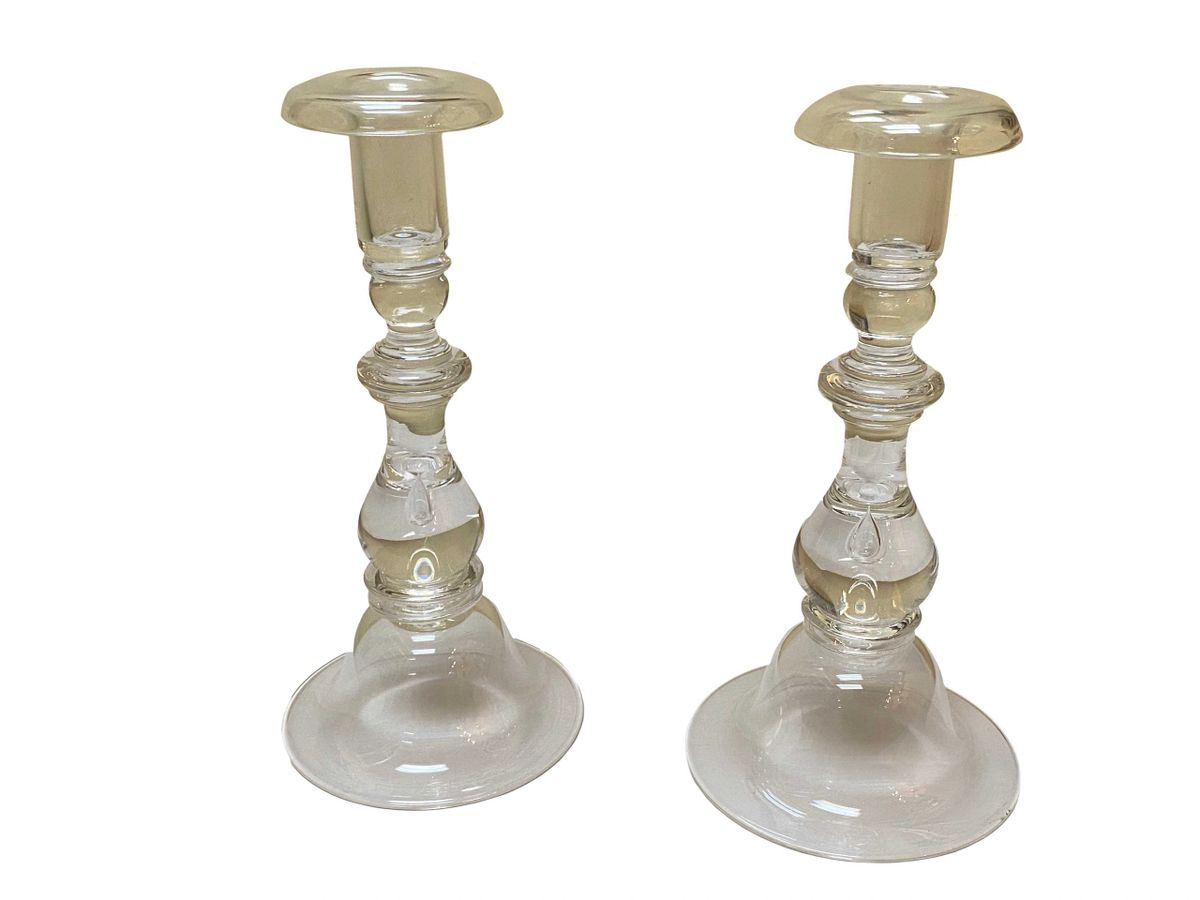 Steuben Crystal Teardrop Candlesticks
