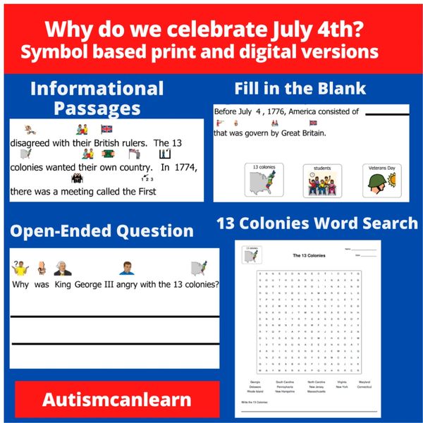Why do we celebrate July 4th--Digital File--Symbol based lesson