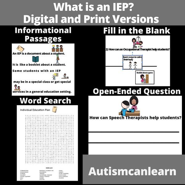 What is an IEP, digital and print versions for visual learners
