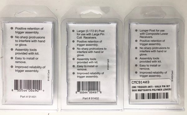 CMC Trigger Anti-Walk Pin Sets for All AR-15s and Smith & Wesson S&W M ...