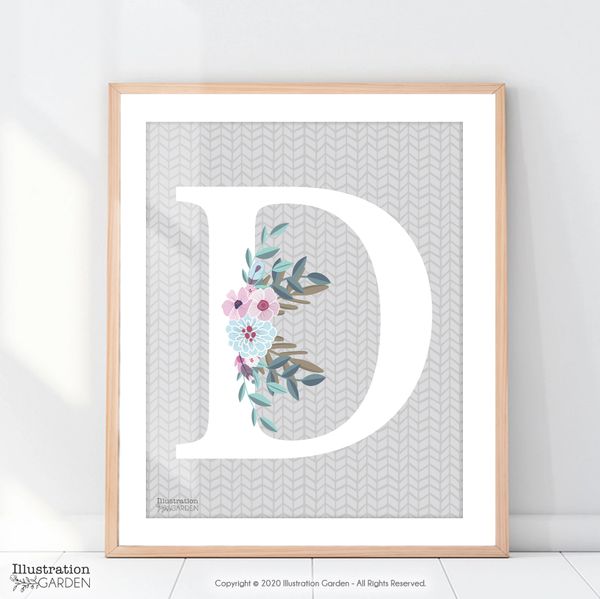 Grey BoHo Alphabet Printable - Letter D