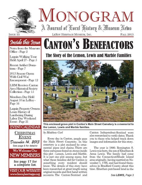 Monogram Magazine - Canton's Benefactors - Issue 33, Fall 2013 ...