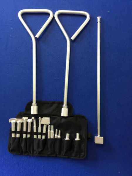 Manhole key sets with interchangeable heads