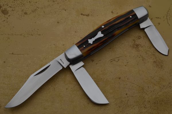 Tom Ploppert Large 3-Blade Stag Stockman Slip Joint Folding Knife ...