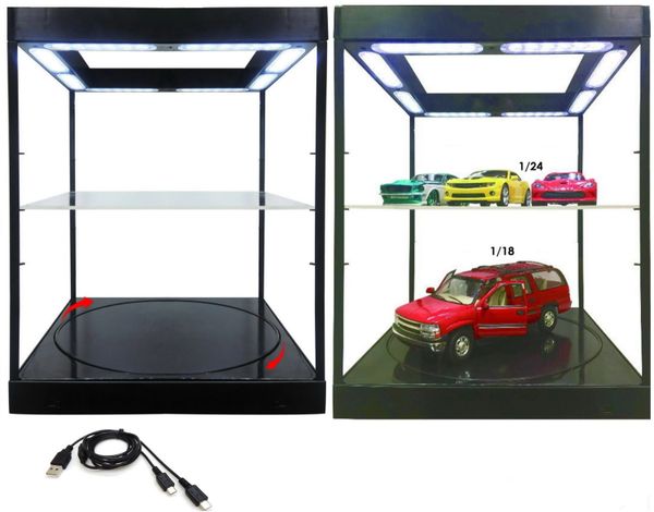 BLACK - LED Rotary Display Case w/Adjustable Shelf (W) 33.5 x (D) 33.5 ...
