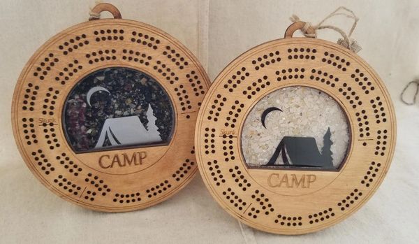 CAMP "tent" scene cribbage board