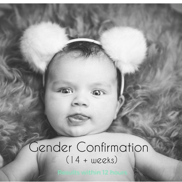 Gender confirmation report 14 weeks + gestation (results within 12 hours)