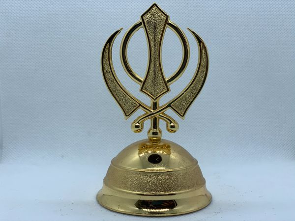 Medium Size Khanda with Base (Golden Color)