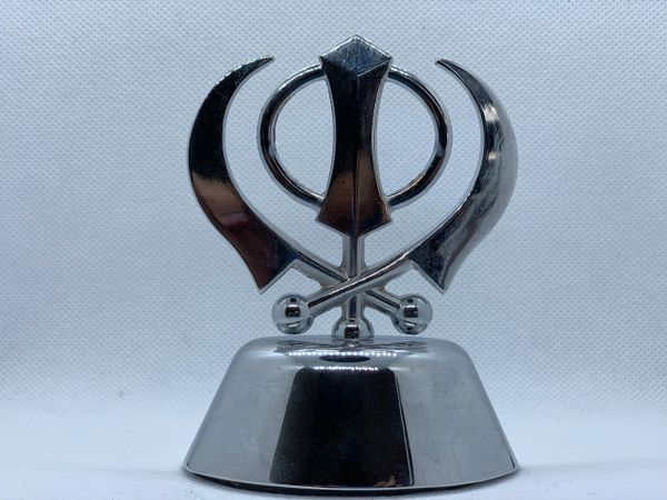 Medium Size Khanda with Base (Silver Color)
