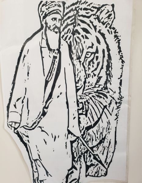 Sant Jarnail Singh Bhindranwale WITH Tiger Sticker Black Vinyl.