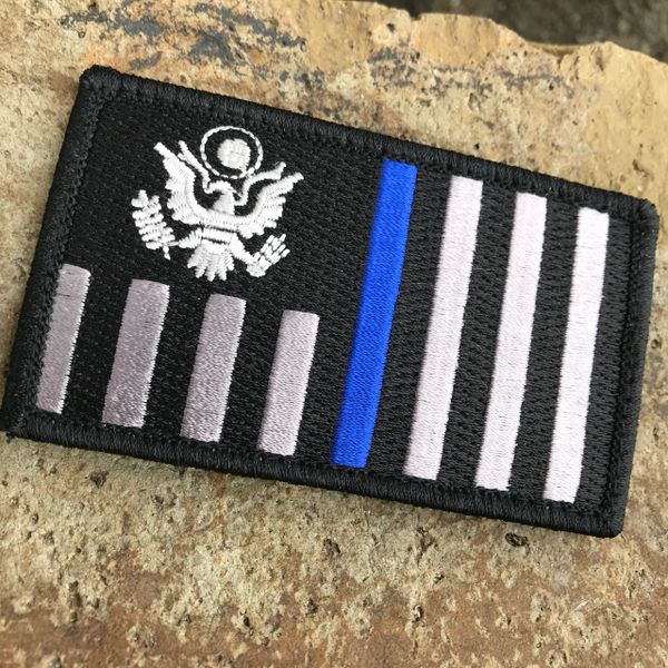 Thin Blue Line US Customs and Border Protection Ensign Flag Patch