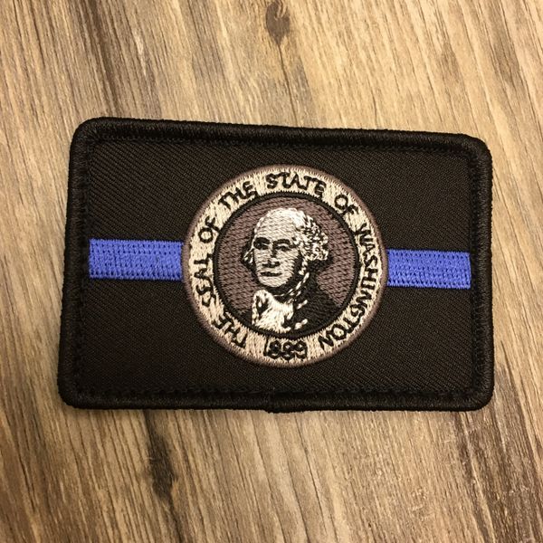 Subdued Thin Blue Line Washington State Flag Patch