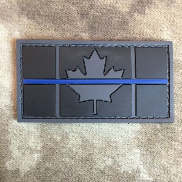 Subdued Thin Blue Line Canadian Flag PVC Patch