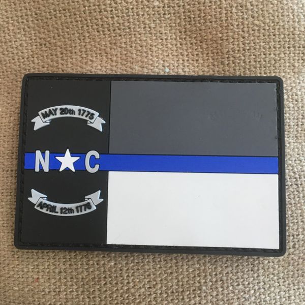 Subdued North Carolina State Flag Thin Blue Line PVC Patch