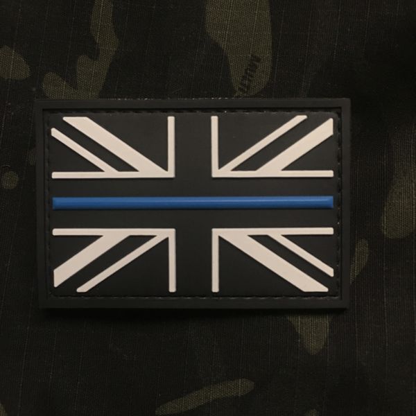 Subdued Thin Blue Line Union Jack British Flag PVC Patch