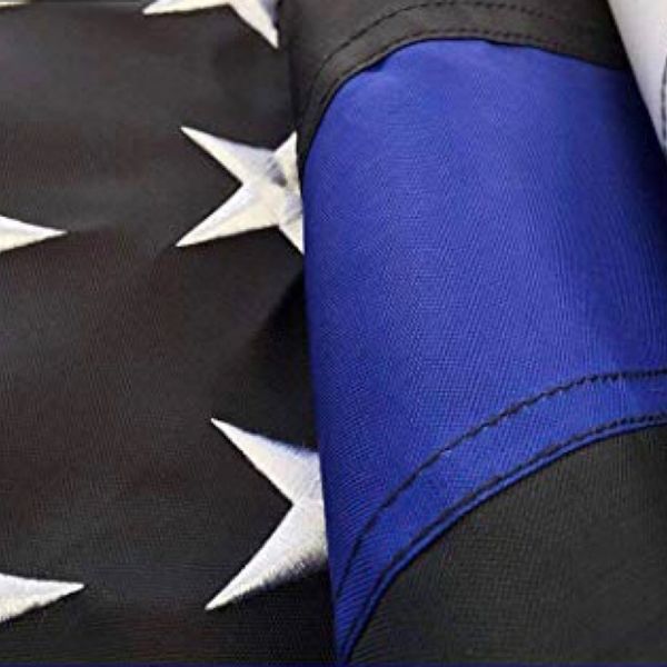 Subdued Thin Blue Line American Embroidered Rough Tex Flag