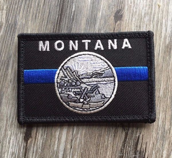 Subdued Thin Blue Line Montana State Flag Patch