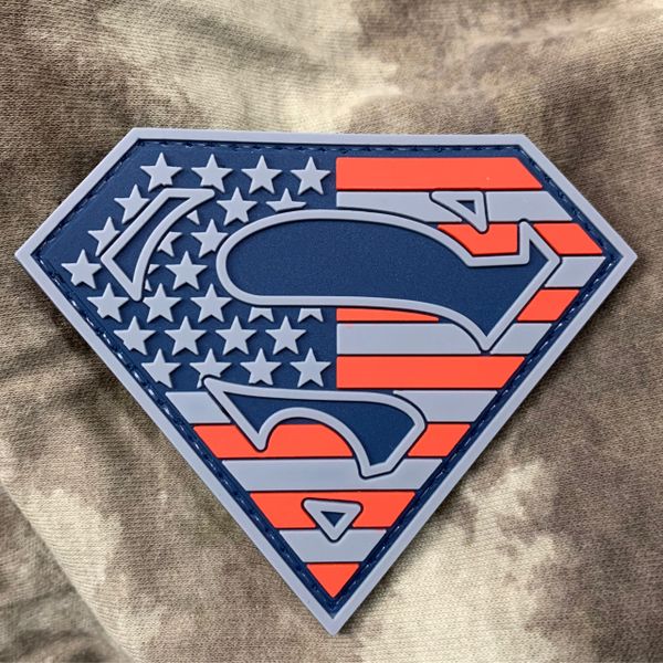 American Flag Superman Shield PVC Morale Patch