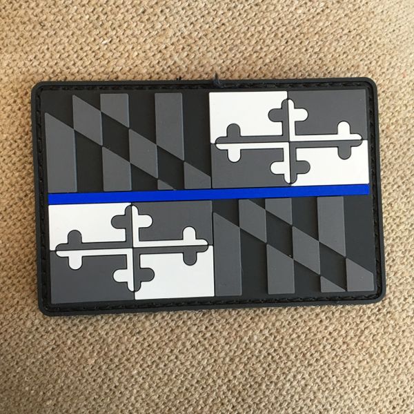 Subdued Thin Blue Line Maryland State Flag PVC Patch