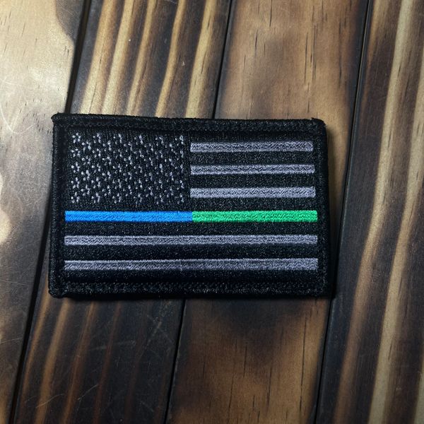 Subdued Thin Blue Line Thin Green Line American Flag Patch