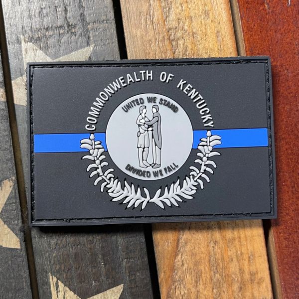 Subdued Thin Blue Line Kentucky State Flag PVC Patch