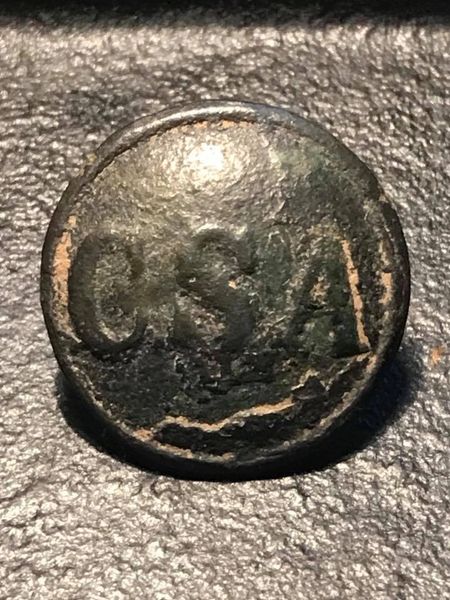 Dug solid cast CSA button with beautiful dark green patina from the ...