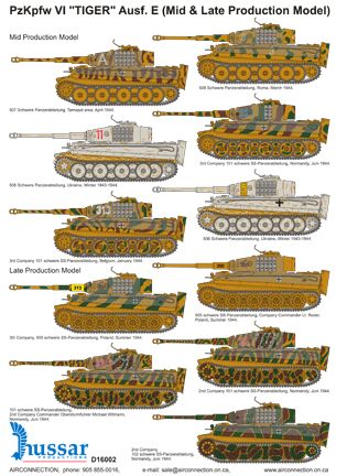 Tiger E Mid/Late -1/16 scale decals