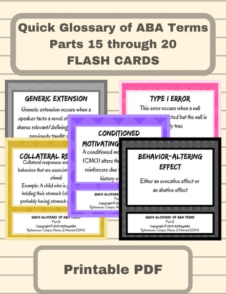 Quick Glossary of ABA Terms - Parts 15 through 20 - Flash Cards - by ...