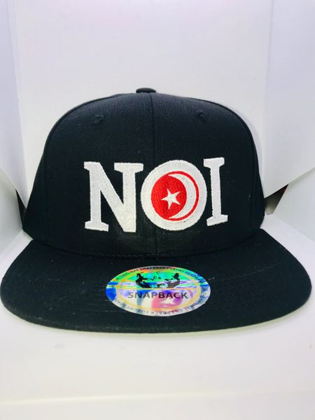 NOI Black Hat White Stitch flat bill