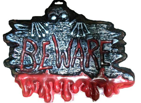 Bloody Warning Sign-BEWARE-Man Cave Teen Room Halloween Party Horror ...