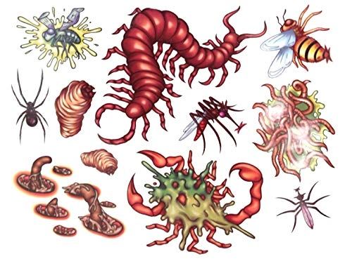 Realistic Gross Zombie-TEMPORARY FAKE TATTOOS-Punk Cosplay Costume-BUG ...