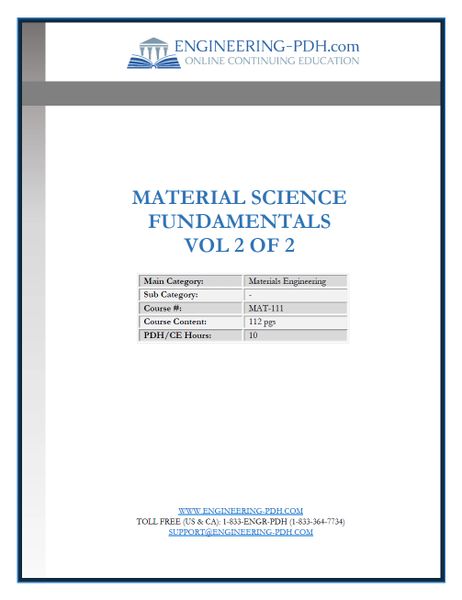 MAT-111 (10 Hrs) - Material Science Fundamentals Vol 2 of 2