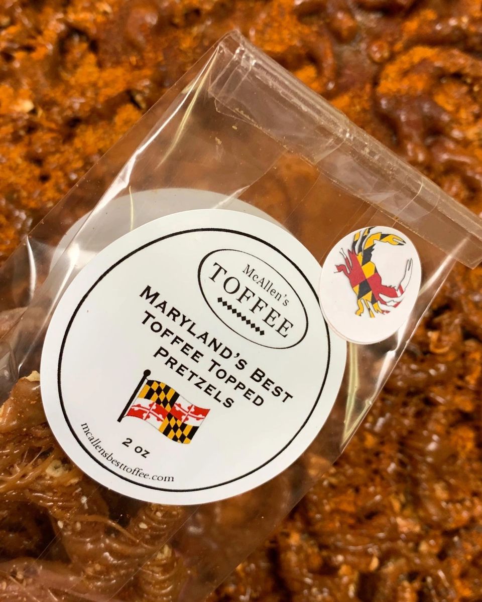2 ounce McAllen's Best Toffee Topped Pretzels With Old Bay Spice!