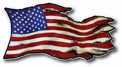 USA American Flag Waving Tattered 3M Vinyl Decal Bumper Sticker Car ...