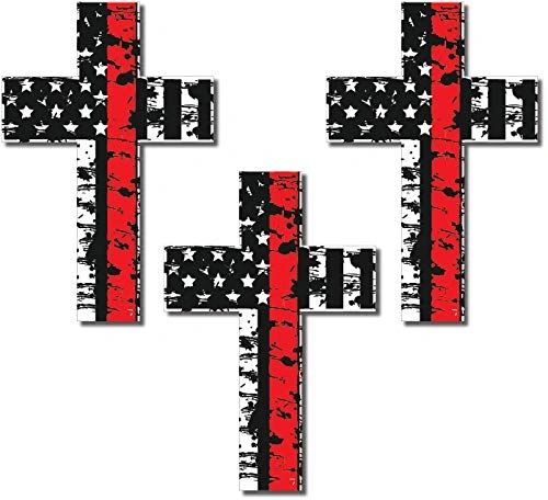 3 Pack of Thin Red Line Cross Decals Police Officer BLM American Flag ...