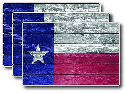 3 Pack of State of Texas Wooden Flag Vinyl Decal Bumper Sticker 3" x 4.6"
