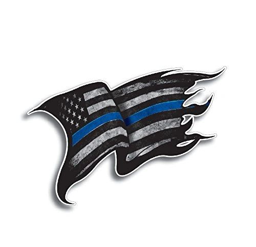 Thin Blue Line Police Officer Tattered Distressed American Flag Decal ...