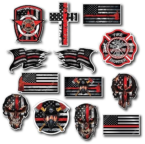 Mega Variety Pack of 13 Thin Red Line Firefighter Stickers Fire ...