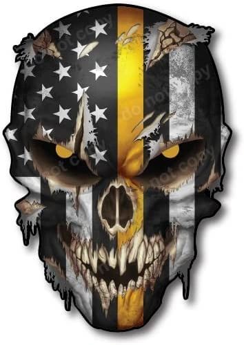 Decals by Haley Thin Yellow Line Skull Decal Sticker Bumper Graphic ...