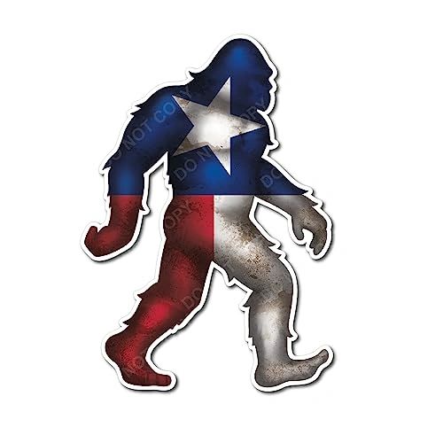 Decals by Haley Texas State Flag 5 inch Sasquatch Bigfoot Yeti Vinyl ...
