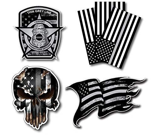 Variety Pack of Thin Silver Line Corrections Officer CO Prison Decal ...