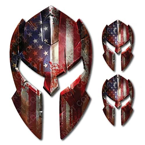 Decals by Haley 3 Pack USA American Flag Spartan Helmet Decal ...