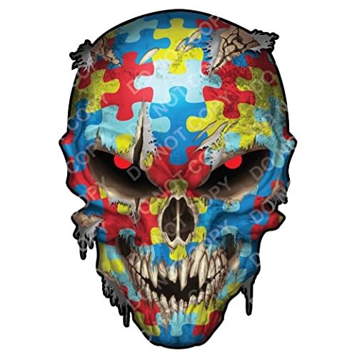 Decals by Haley Large Autism Awareness Puzzle Piece Skull American Flag ...