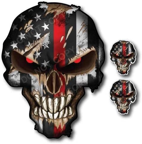 Thin Red Line Skull Decal Sticker for Cars Trucks Window Glass Safe for ...
