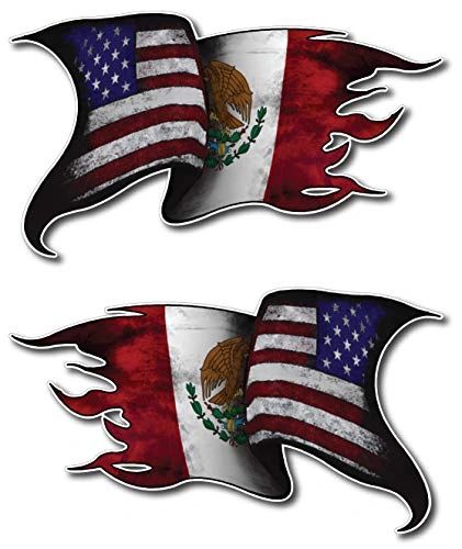 Decals by Haley Mexican Flag 2 pack of Stickers Tattered Waving Country ...