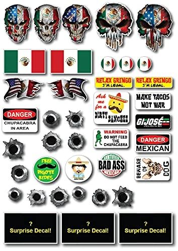 37 Pack of Mexican Crude Humor Hilarious Hard Hat Prank Decal Joke ...