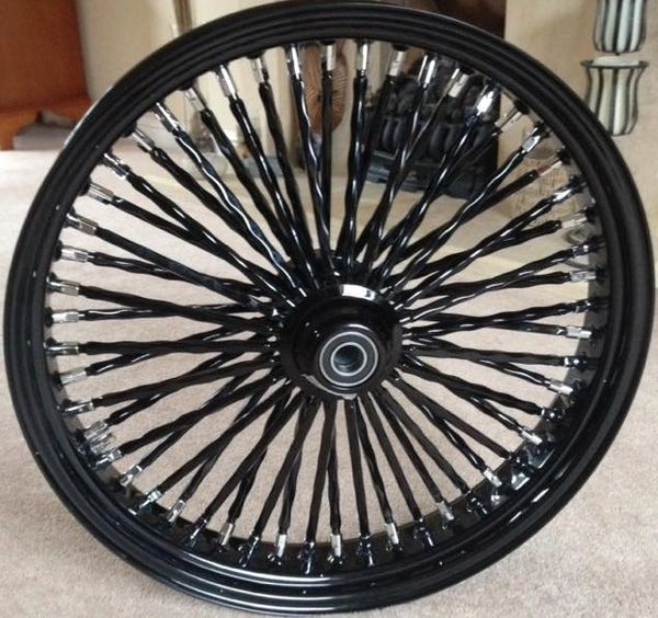 Fat Twisted Spokes Rim, Spokes & Hub Powder Coated Any Color